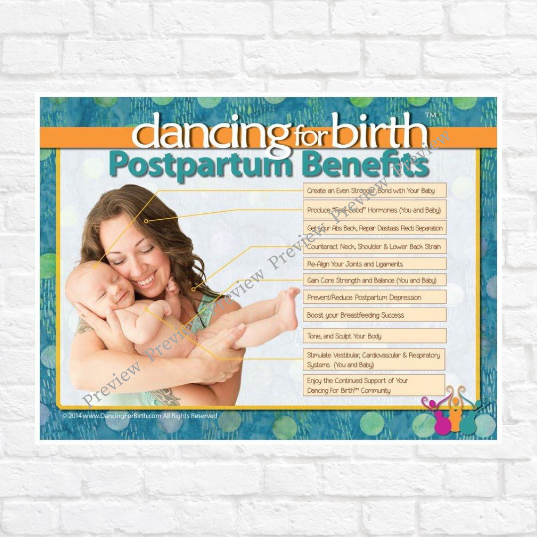 Dancing For Birth™ Postpartum Benefits Poster (18" x 24") – Dancing For Birth™ Shop